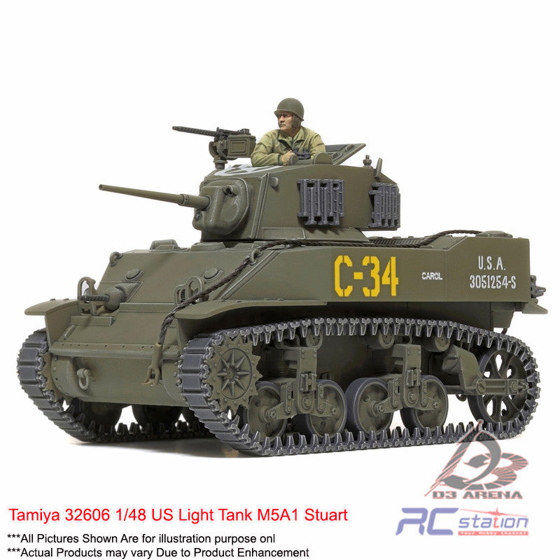 Tamiya #32606 1/48 US Light Tank M5A1 Stuart – RC Station & D3 Arena, Malaysia (wholesale only)
