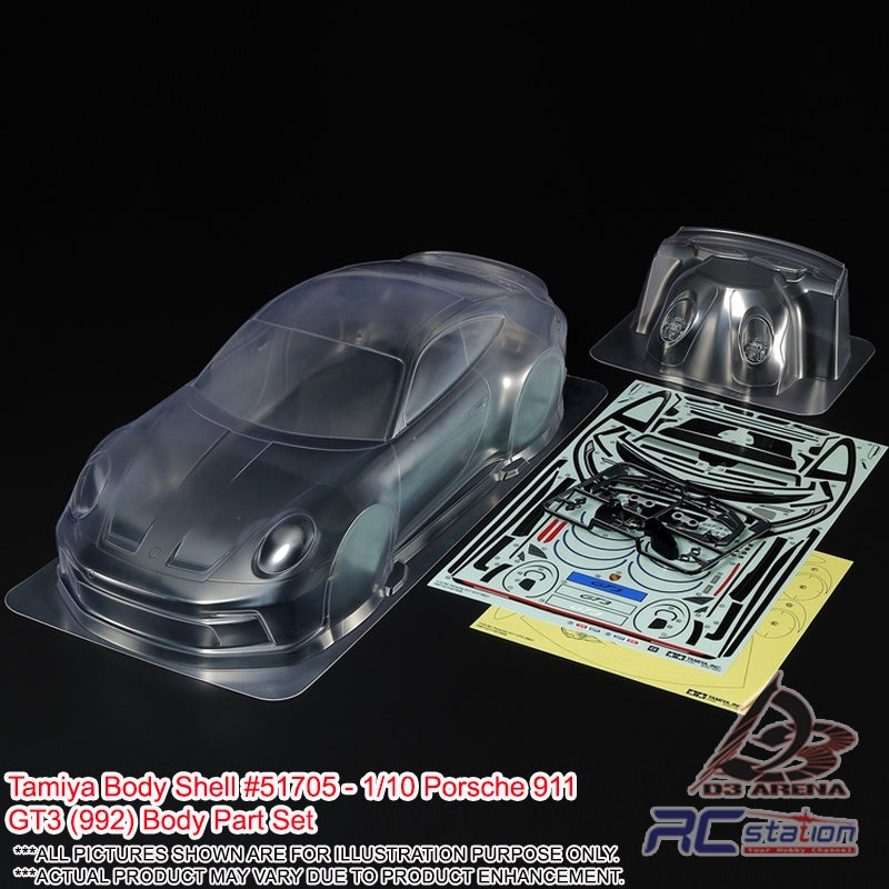 Tamiya Body Shell #51705 - 1/10 Porsche 911 GT3 (992) Body Part Set ...