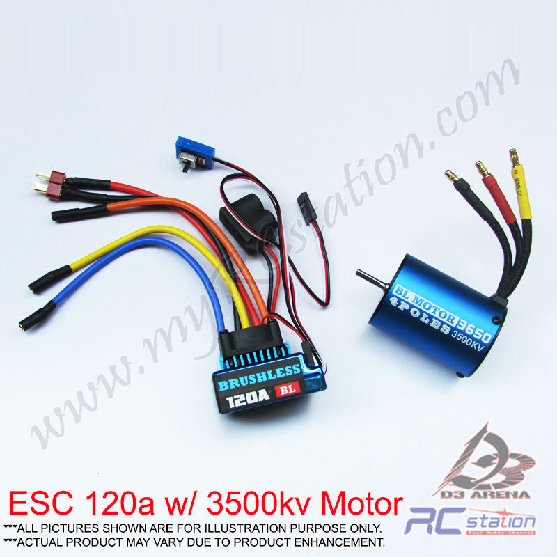 120a Brushless ESC w/ 3500kv motor Sensorless – RC Station & D3 Arena ...