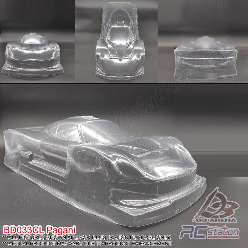 PVC 1/10 Clear Body Shell - Pagani W:200 WB:260 - BD033CL – RC Station ...