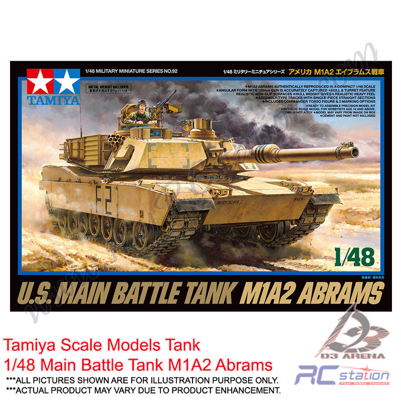 Tamiya Scale Models Tank #32592 - 1/48 U.S. Main Battle Tank M1A2 Abra ...