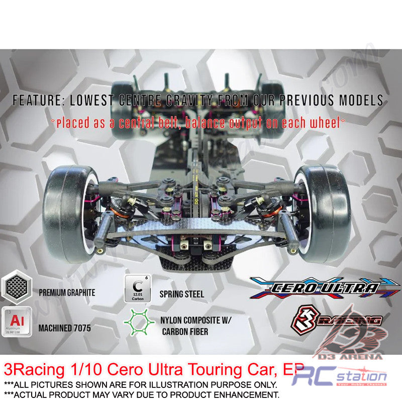 3RACING 1/10 Cero Ultra 4WD Touring Car Pro Kit Electric Power, KIT-CE ...